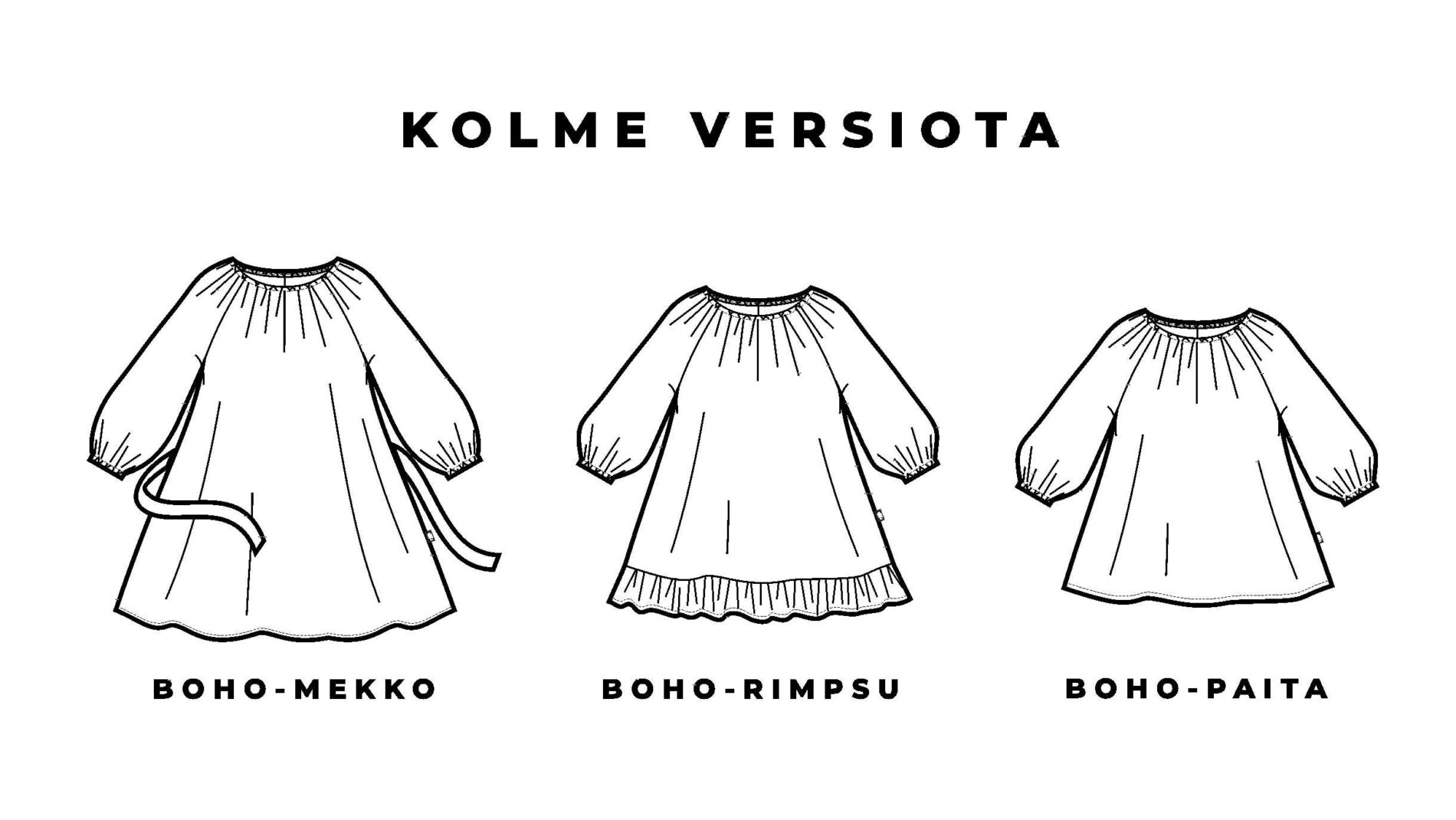 Boho-mekko paperikaava - MUTCAT Design House